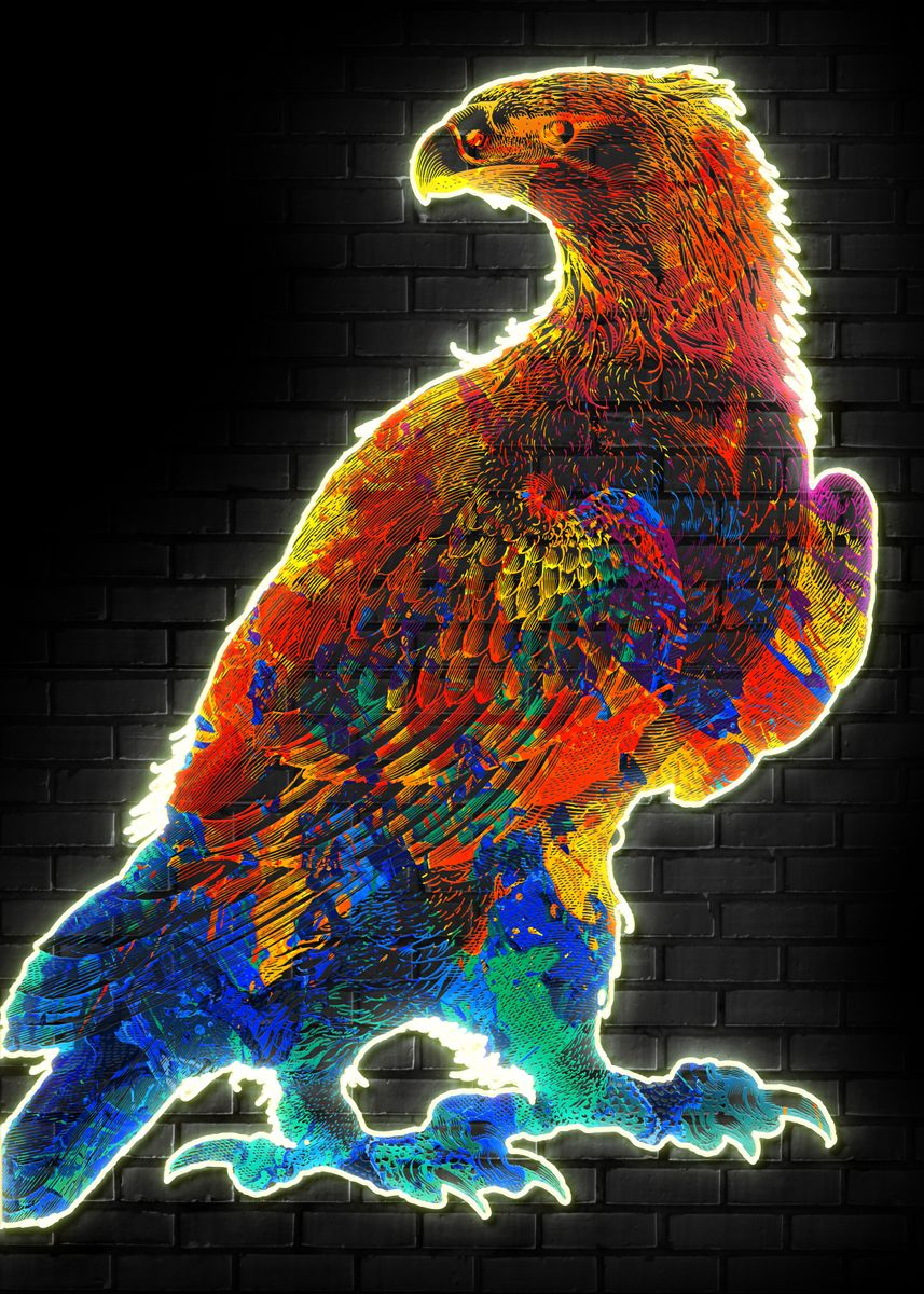 'Neon eagle' Poster, picture, metal print, paint by Morgan Moorhead ...