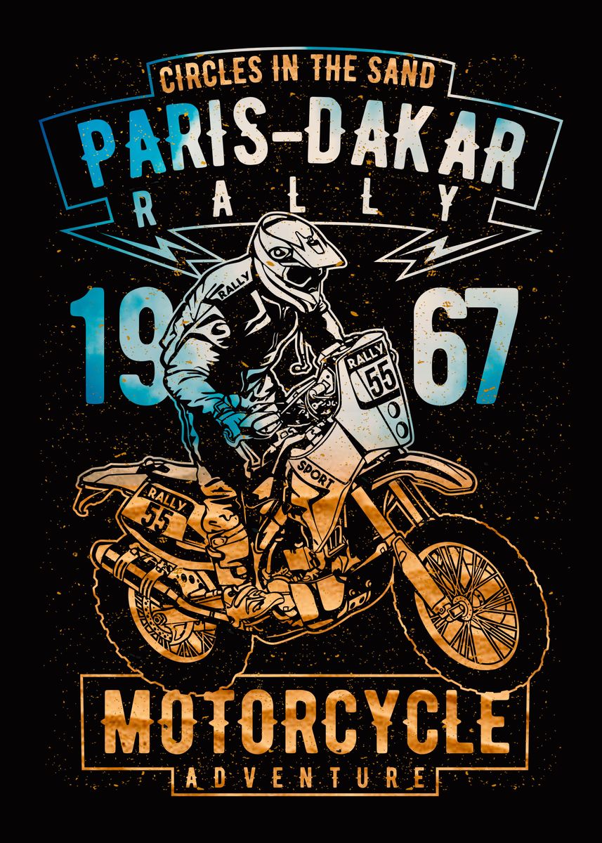 'Paris Dakar Motorcycle' Poster, picture, metal print, paint by М Dam ...