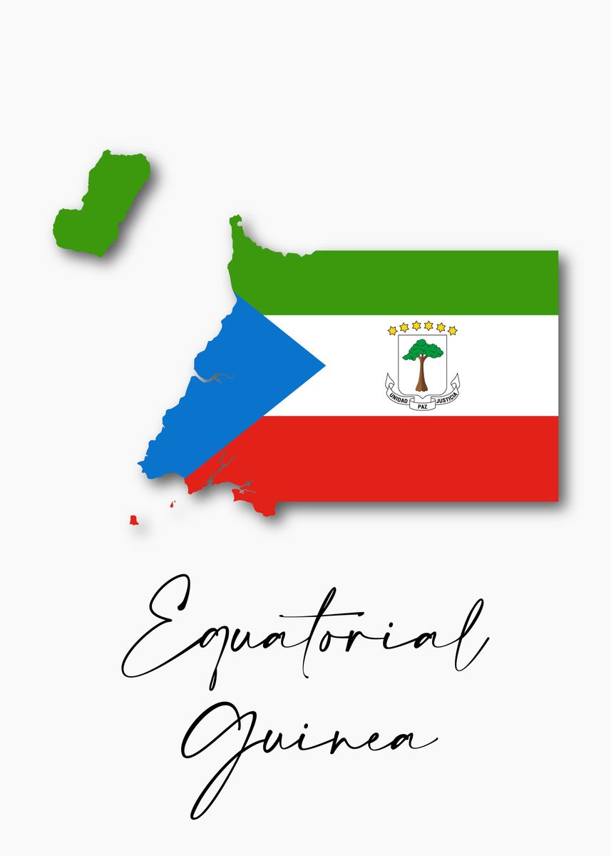 'Equatorial Guinea Map Flag' Poster, picture, metal print, paint by ...