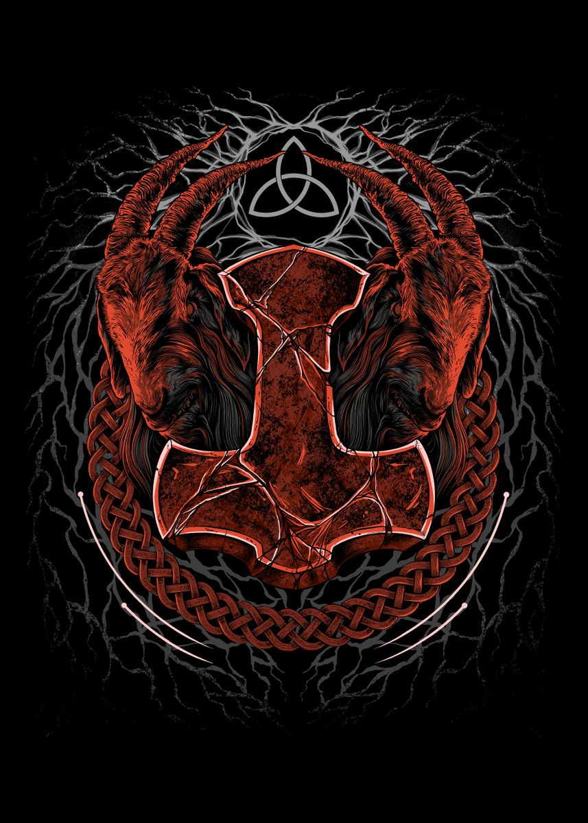 'Mjolnir Viking Thor Hammer' Poster, picture, metal print, paint by ...