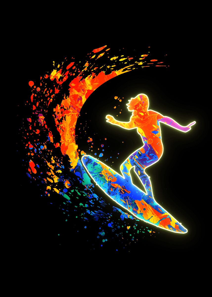 'Surfer Girl' Poster, picture, metal print, paint by Tony Lee | Displate