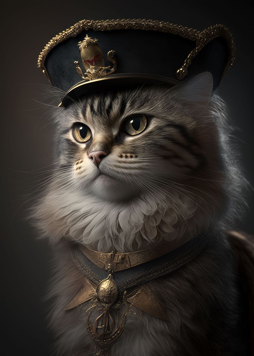 'Napoleon Dress Cat' Poster, picture, metal print, paint by Zenz | Displate