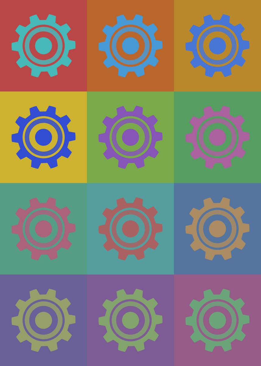 'Engineer Gears Pop Art' Poster, picture, metal print, paint by ...