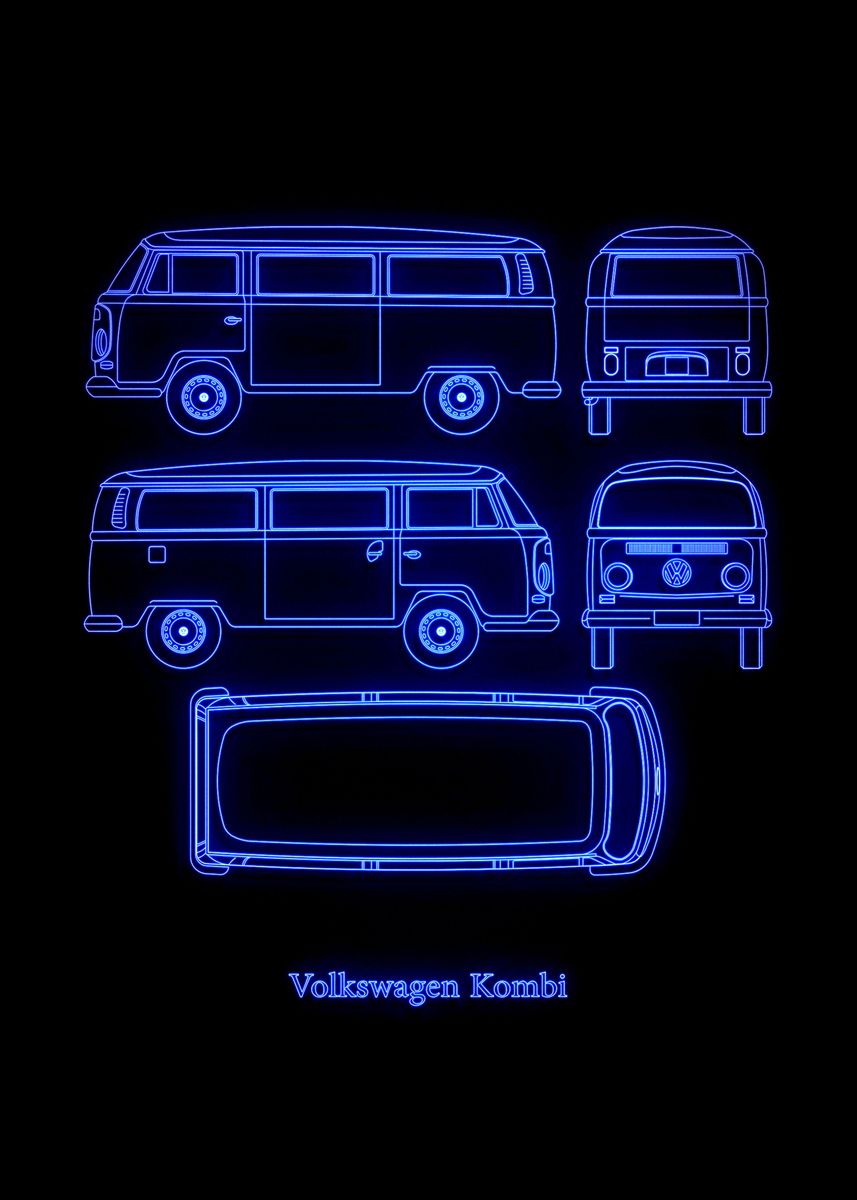 'Volkswagen Kombi' Poster, picture, metal print, paint by ke ke | Displate