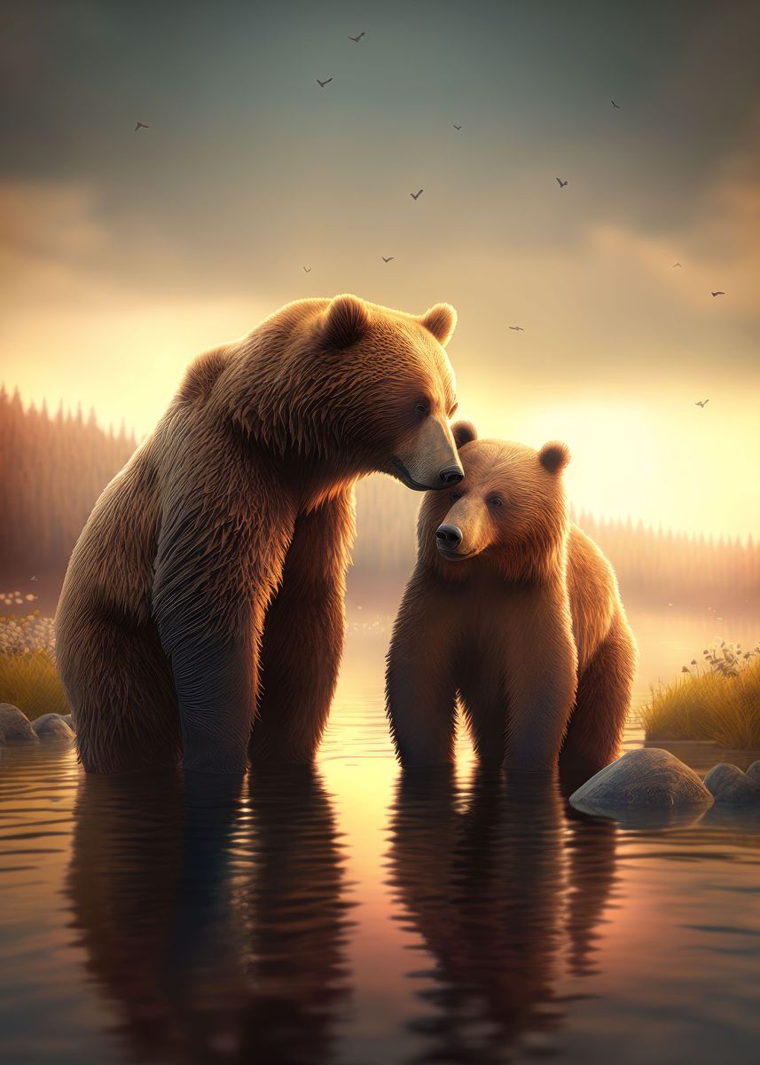 'Romantic Bears Love' Poster, picture, metal print, paint by Zenz ...