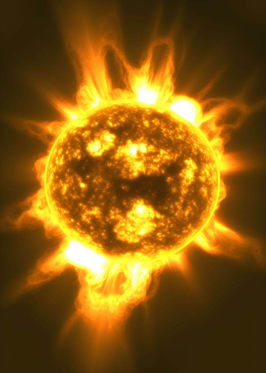 'Solar Flare Sun On Fire' Poster, picture, metal print, paint by ...