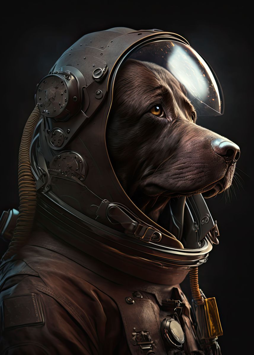 'Labrador Astronaut' Poster, picture, metal print, paint by PetPrints | Displate