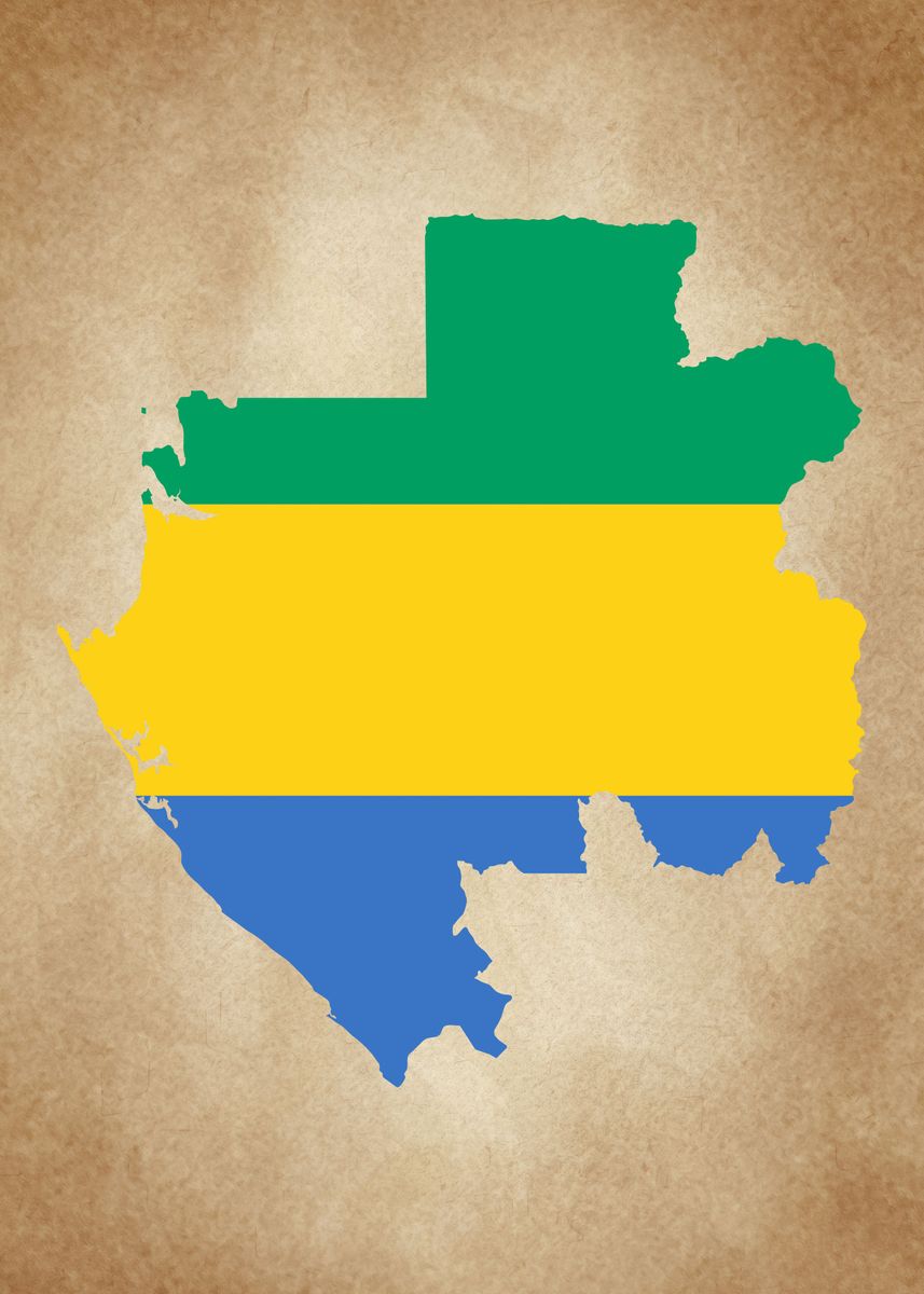 'Gabon map vintage' Poster, picture, metal print, paint by shiner ...