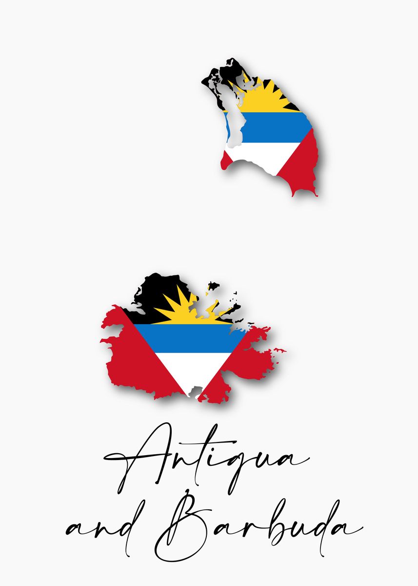 'Antigua Barbuda Map Flag' Poster by dkDesign | Displate