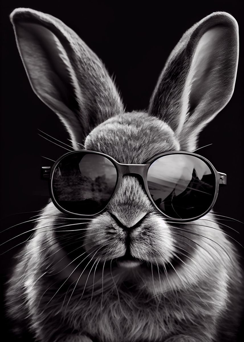 'Rabbit Sunglasses' Poster, picture, metal print, paint by DecoyDesign ...
