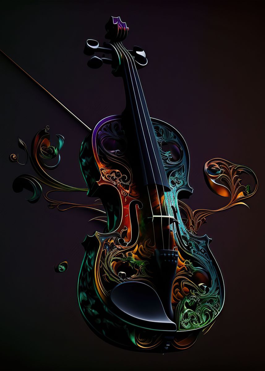 'Violin music art ' Poster, picture, metal print, paint by Minimalist ...