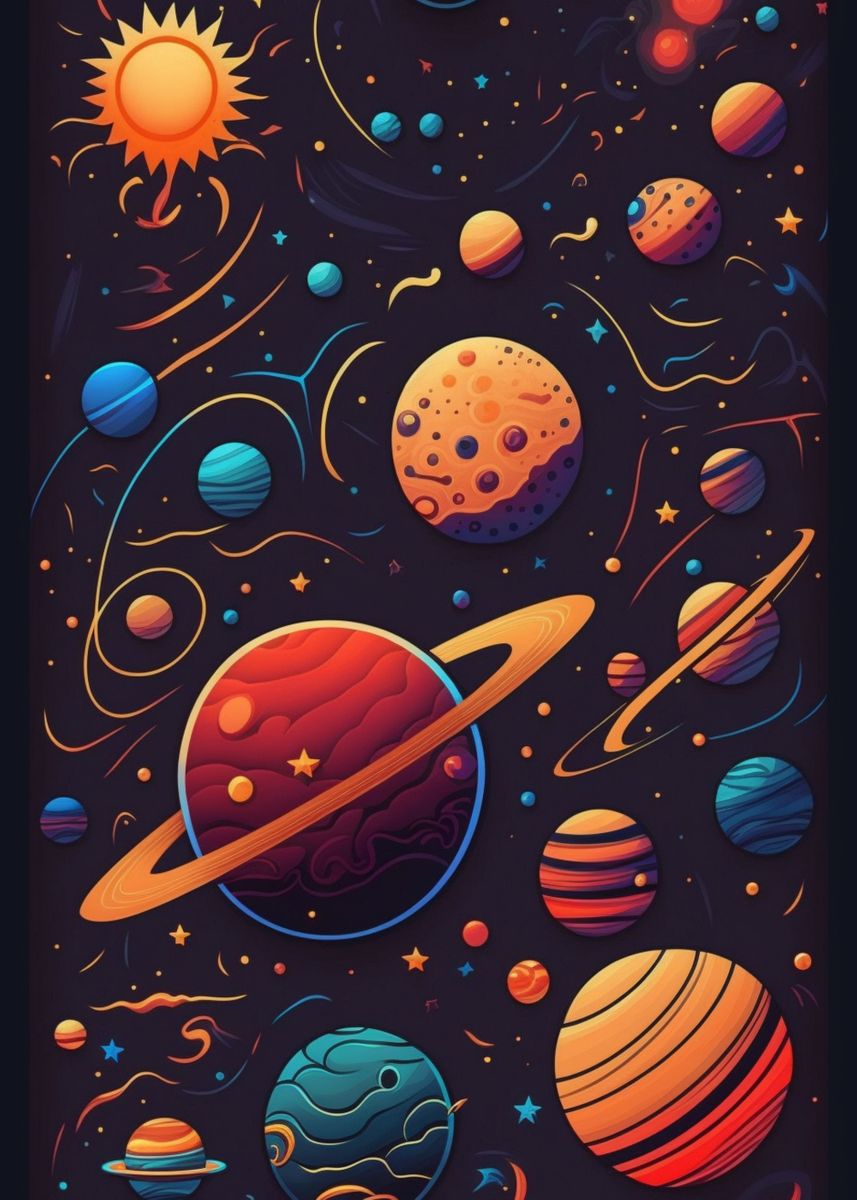 'Cartoon galaxy pattern' Poster, picture, metal print, paint by Ionut ...