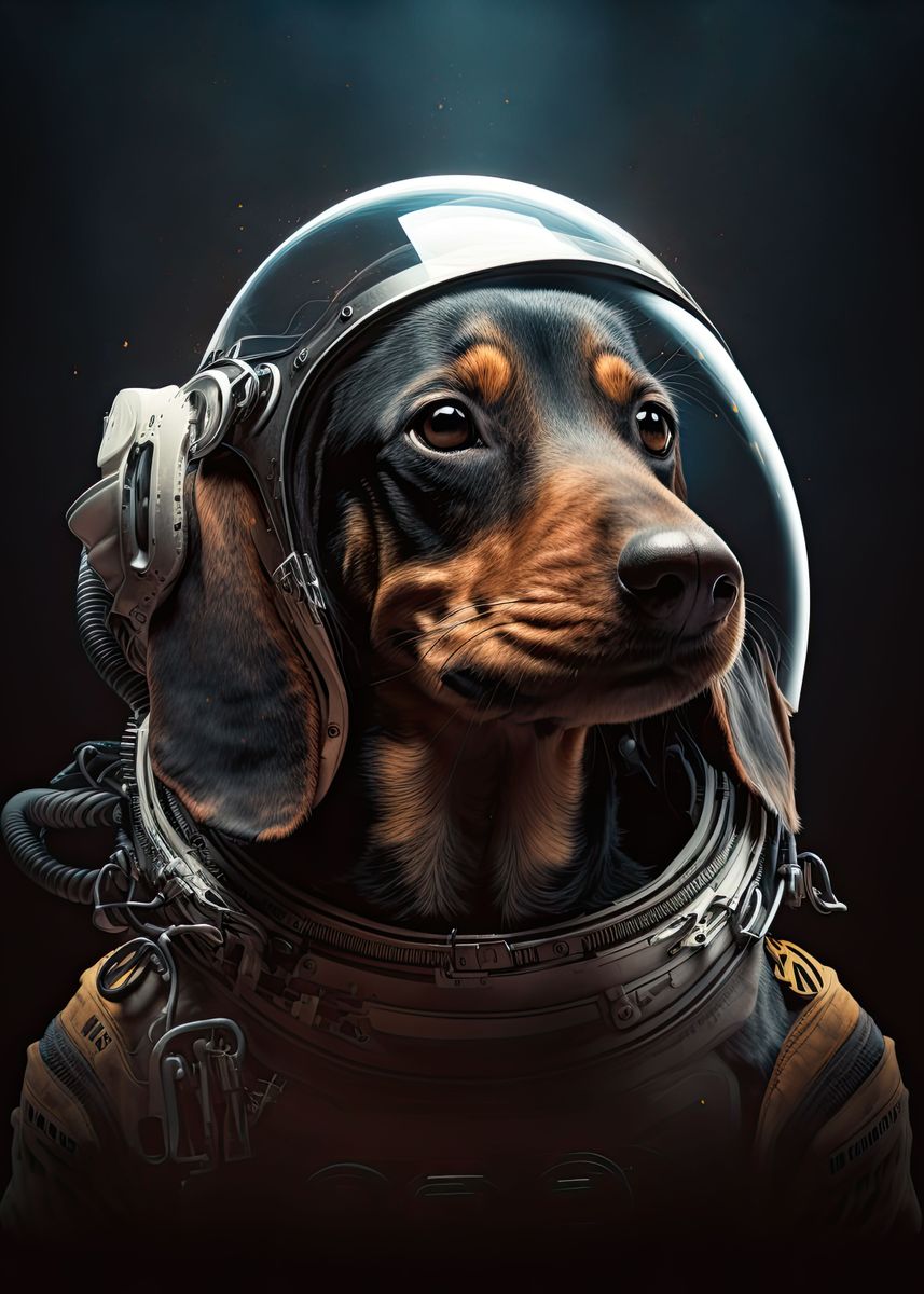 'Dachshund Astronaut ' Poster, picture, metal print, paint by PetPrints | Displate