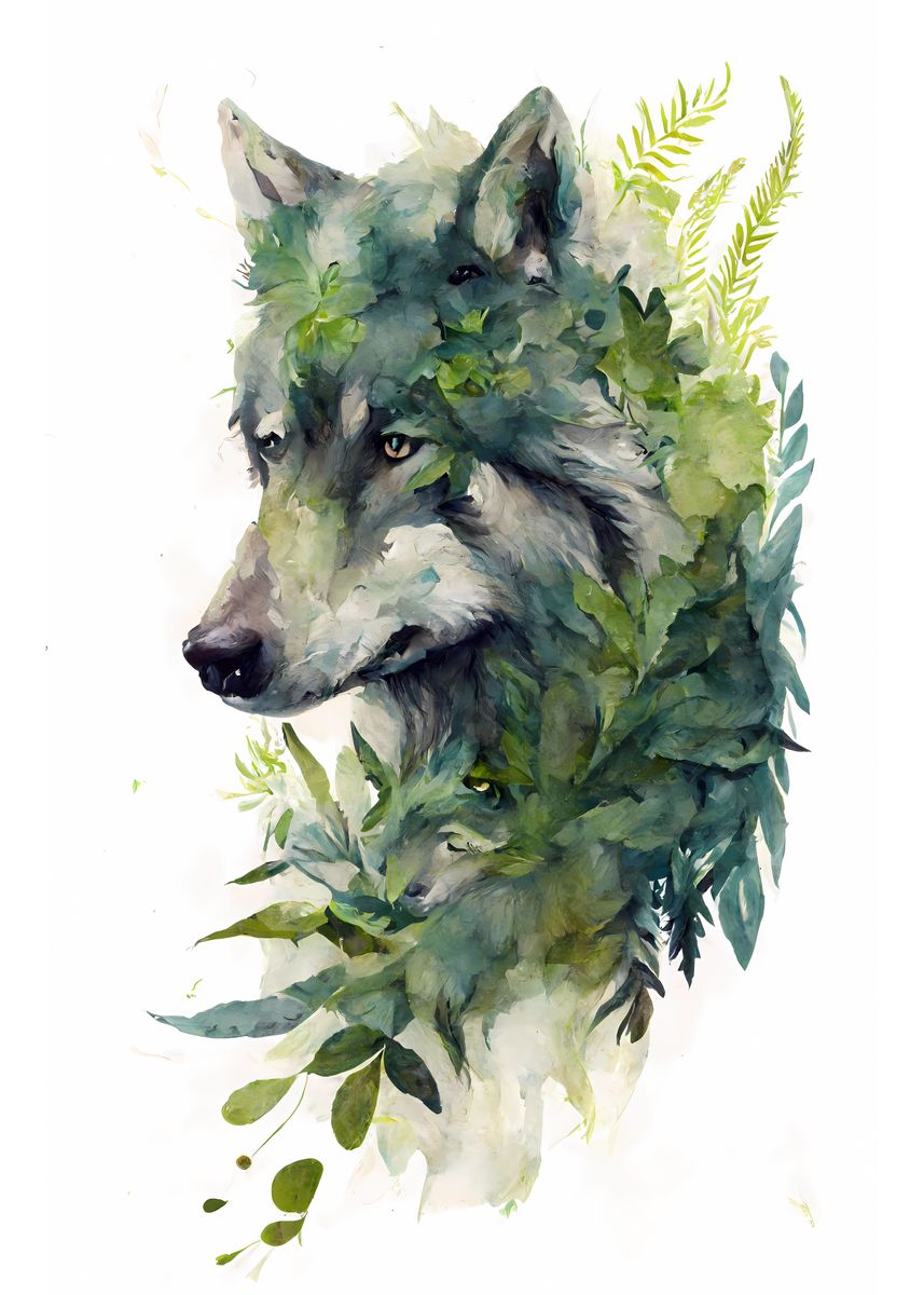 'Forest Wolf' Poster, picture, metal print, paint by David Scott | Displate