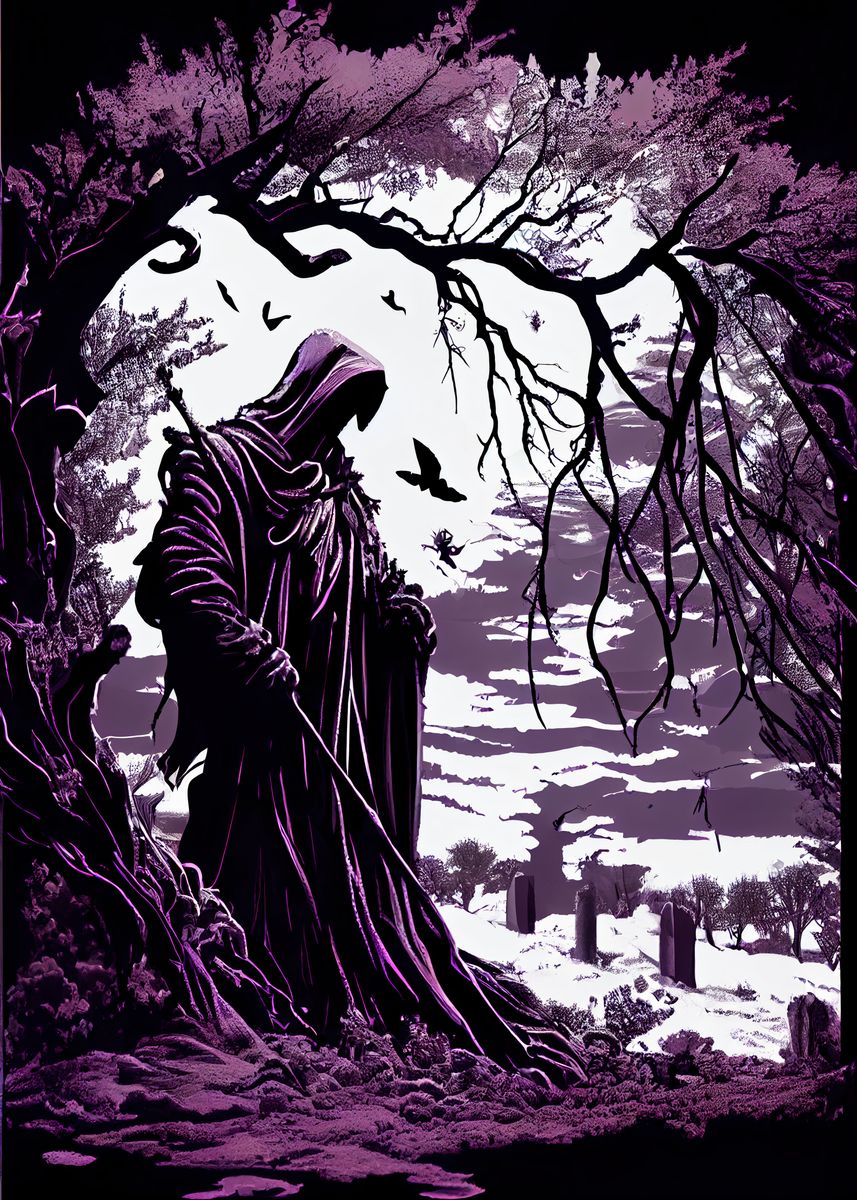 'Death in Lilac' Poster, picture, metal print, paint by Polymath Prints ...