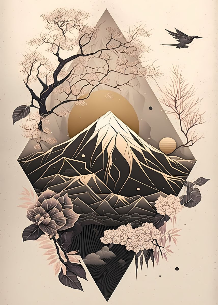 'Aestethic Japanese Nature' Poster, picture, metal print, paint by Jay ...