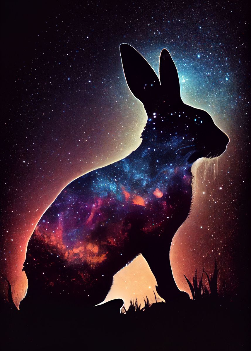 'Rabbit Galaxy' Poster, picture, metal print, paint by DecoyDesign ...
