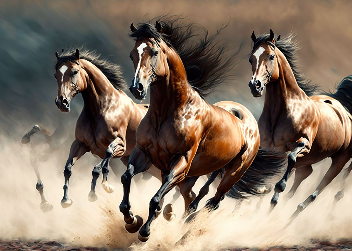 'Beautiful horses running' Poster by Kynan Art | Displate