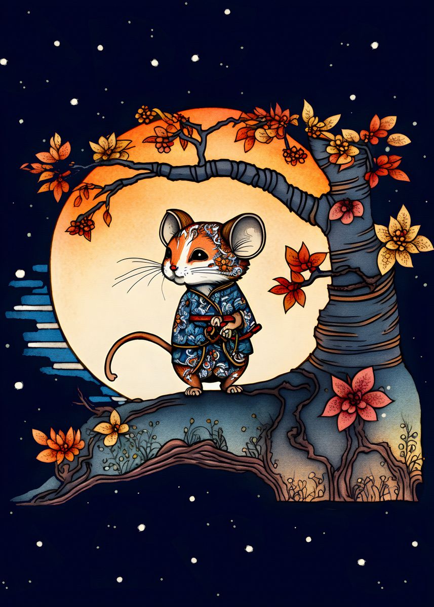 'cute mouse' Poster, picture, metal print, paint by Elz art | Displate