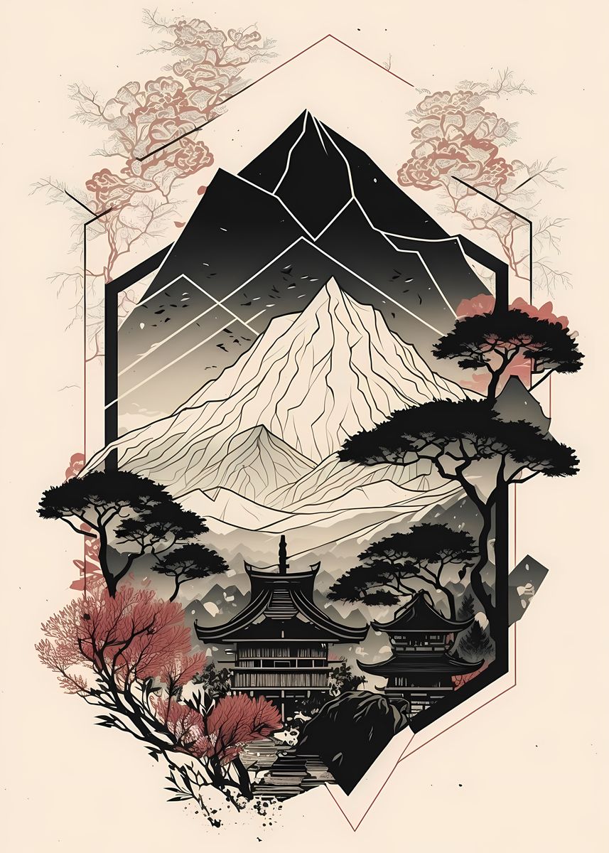 'Aestethic Japanese Nature' Poster, picture, metal print, paint by Jay ...