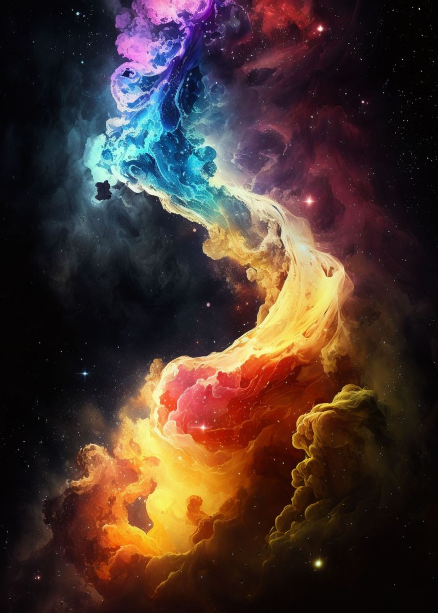 'Beautiful galaxy color art' Poster, picture, metal print, paint by ...