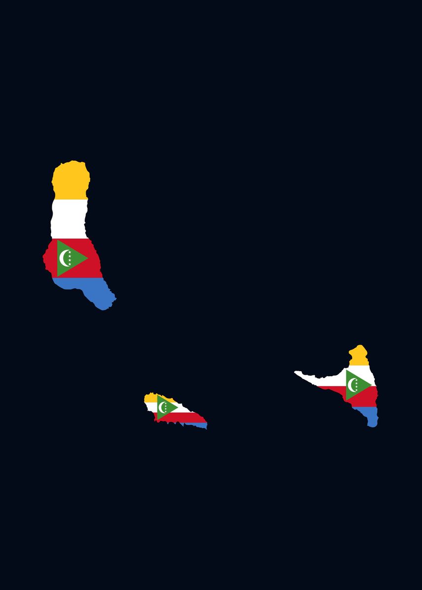 'Comoros map' Poster, picture, metal print, paint by Soft Brush | Displate