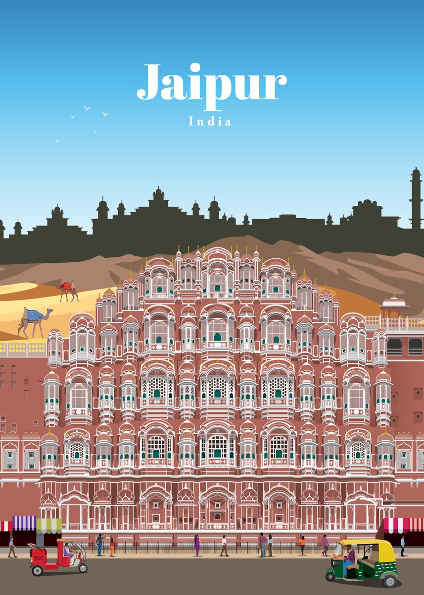 'Travel to Jaipur' Poster, picture, metal print, paint by Studio 324 ...