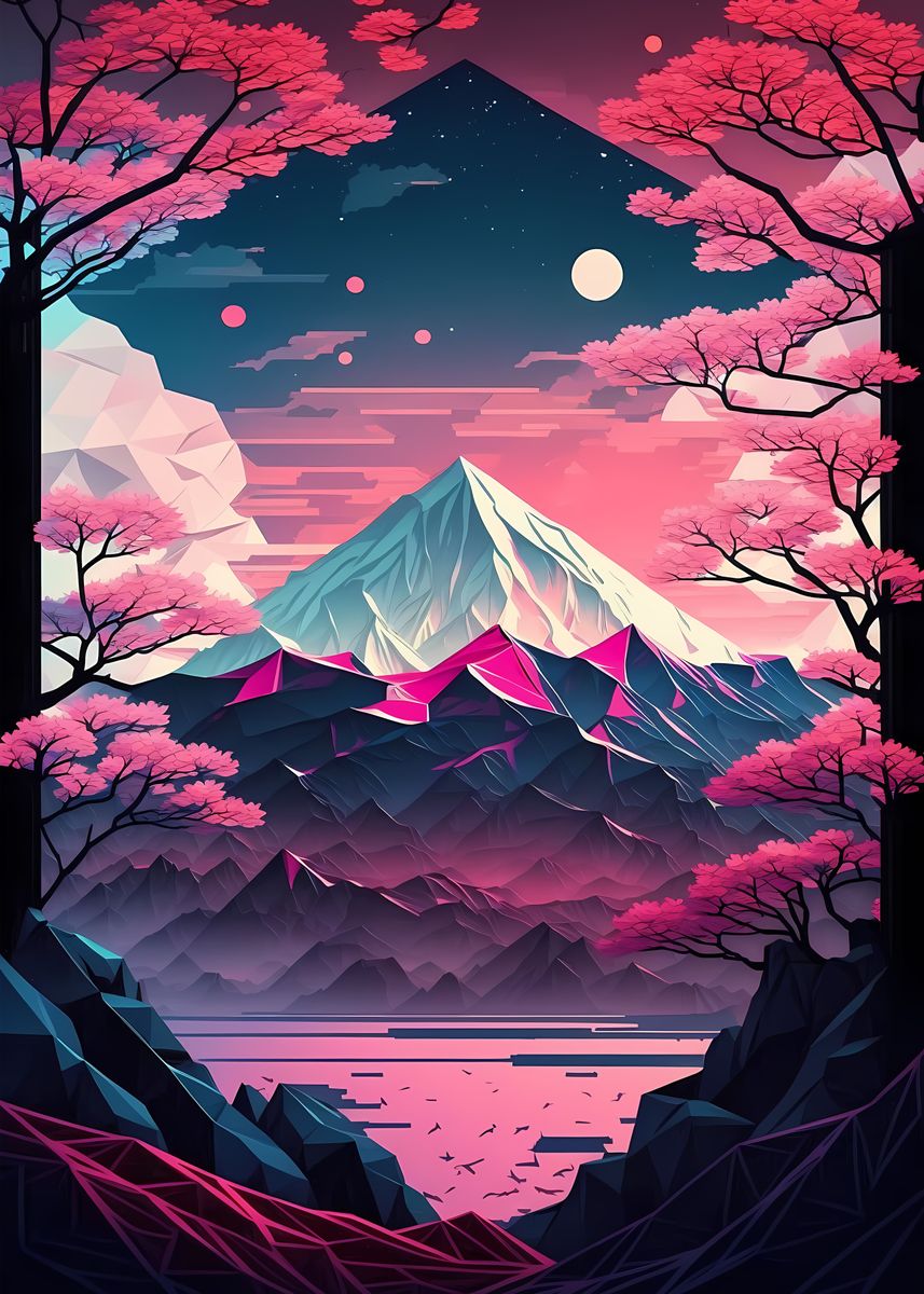 'Japan Geometric Neon Art' Poster, picture, metal print, paint by Jay ...