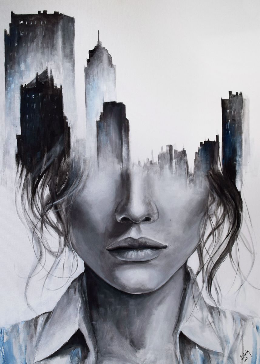'City girl modern painting ' Poster by Jozefina Litwin | Displate