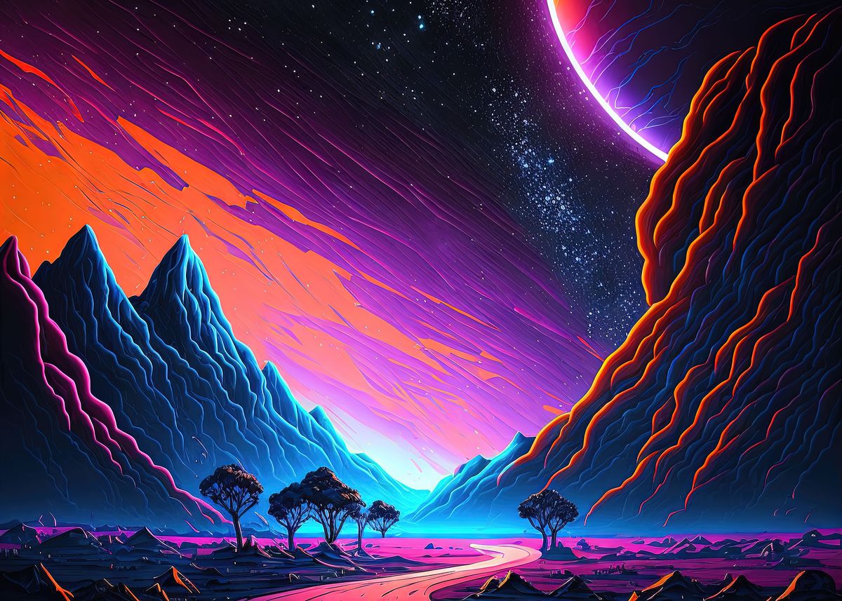 'Neon Landscape Dream' Poster by MulletMonkey | Displate