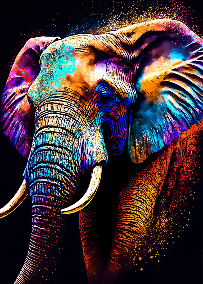 'Elephant' Poster, picture, metal print, paint by minh doan | Displate