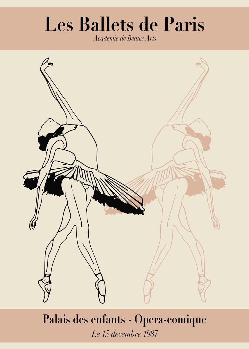 'Paris Ballet Poster' Poster, picture, metal print, paint by BluePinkPanther | Displate