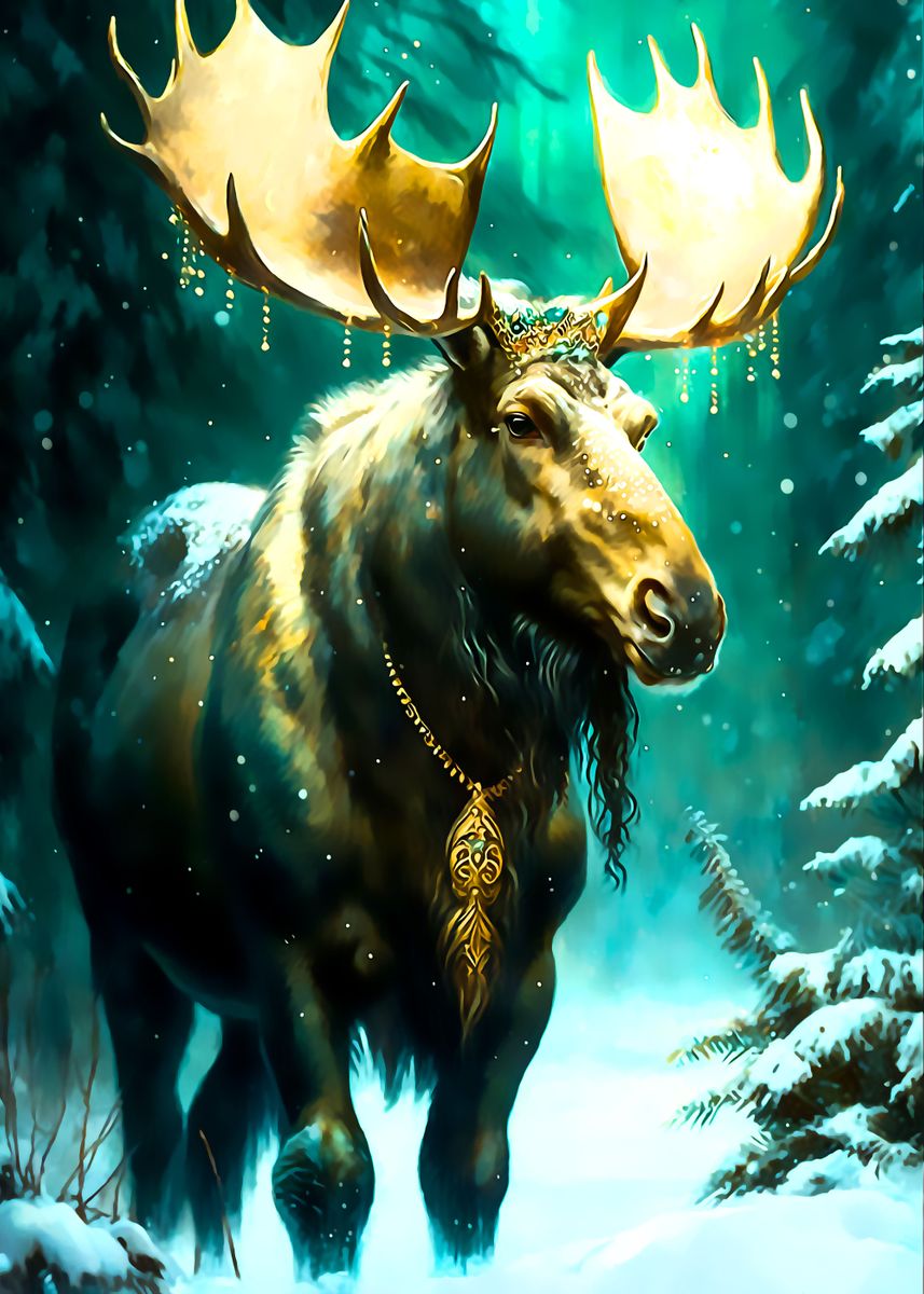 'Moose' Poster, picture, metal print, paint by Berry Hall | Displate