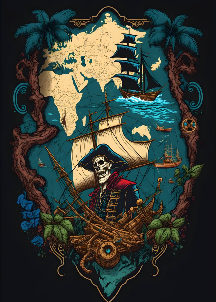 'Pirate Ship' Poster, picture, metal print, paint by Marcelo Vieira ...
