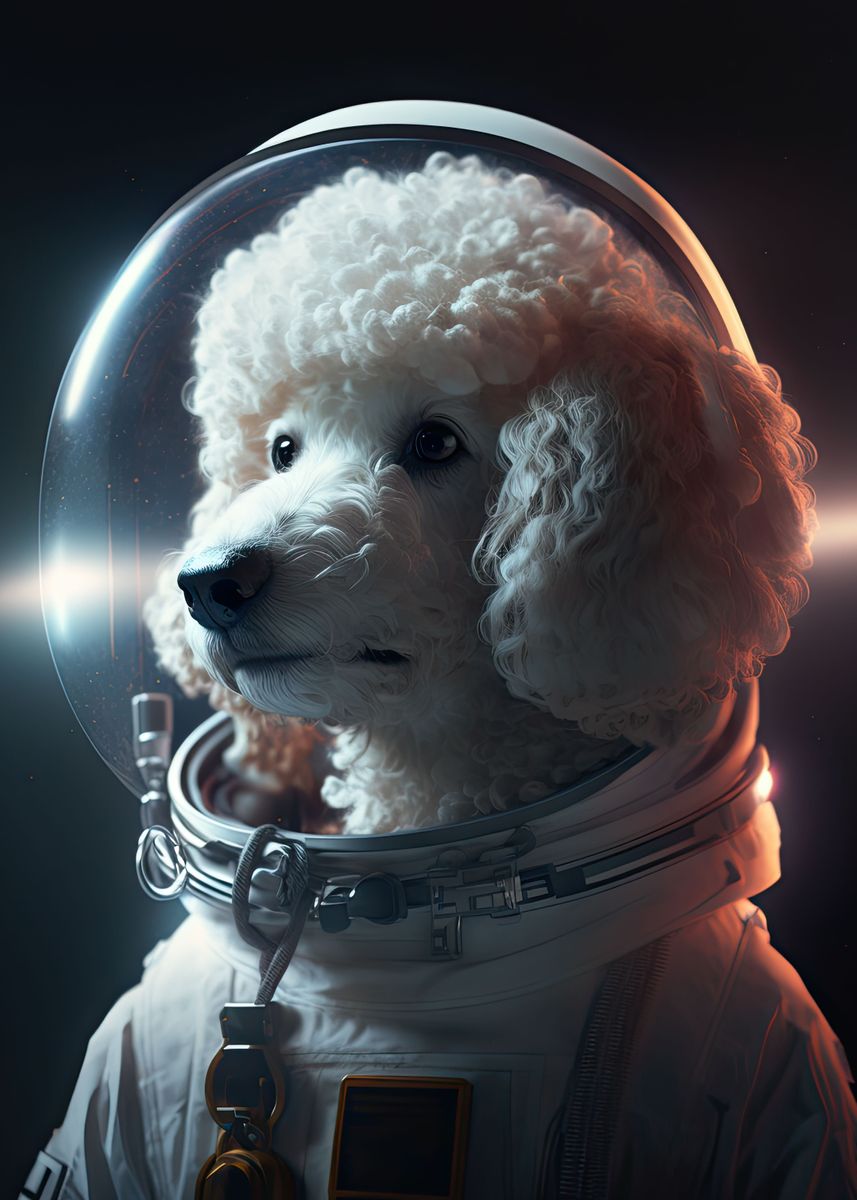 'Poodle Astronaut ' Poster, picture, metal print, paint by PetPrints | Displate