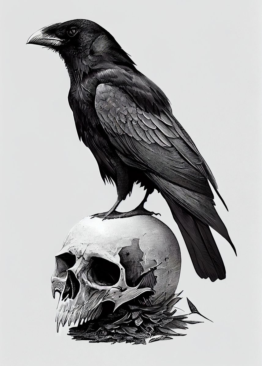 'Raven Skulls' Poster, picture, metal print, paint by DecoyDesign ...