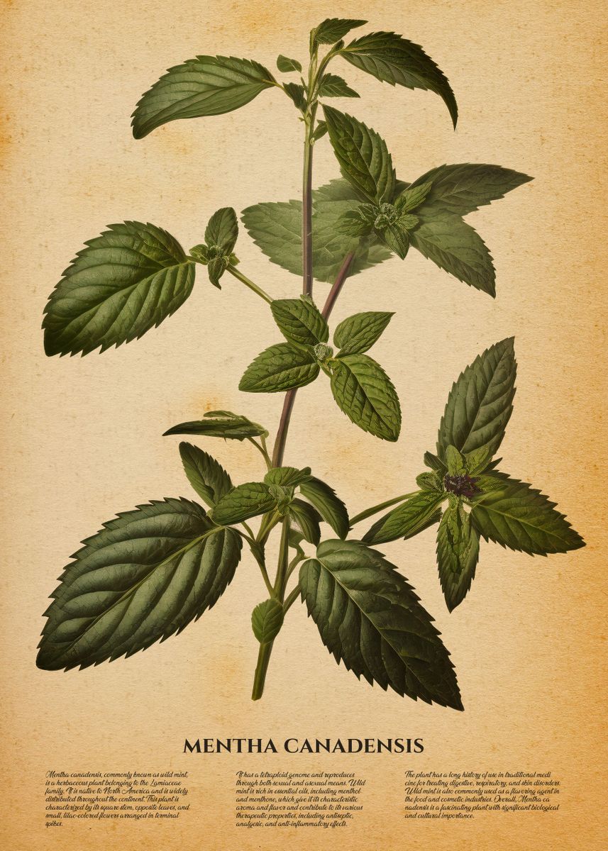 'Mint mentha canadensis' Poster, picture, metal print, paint by Powerful Words by Dave | Displate