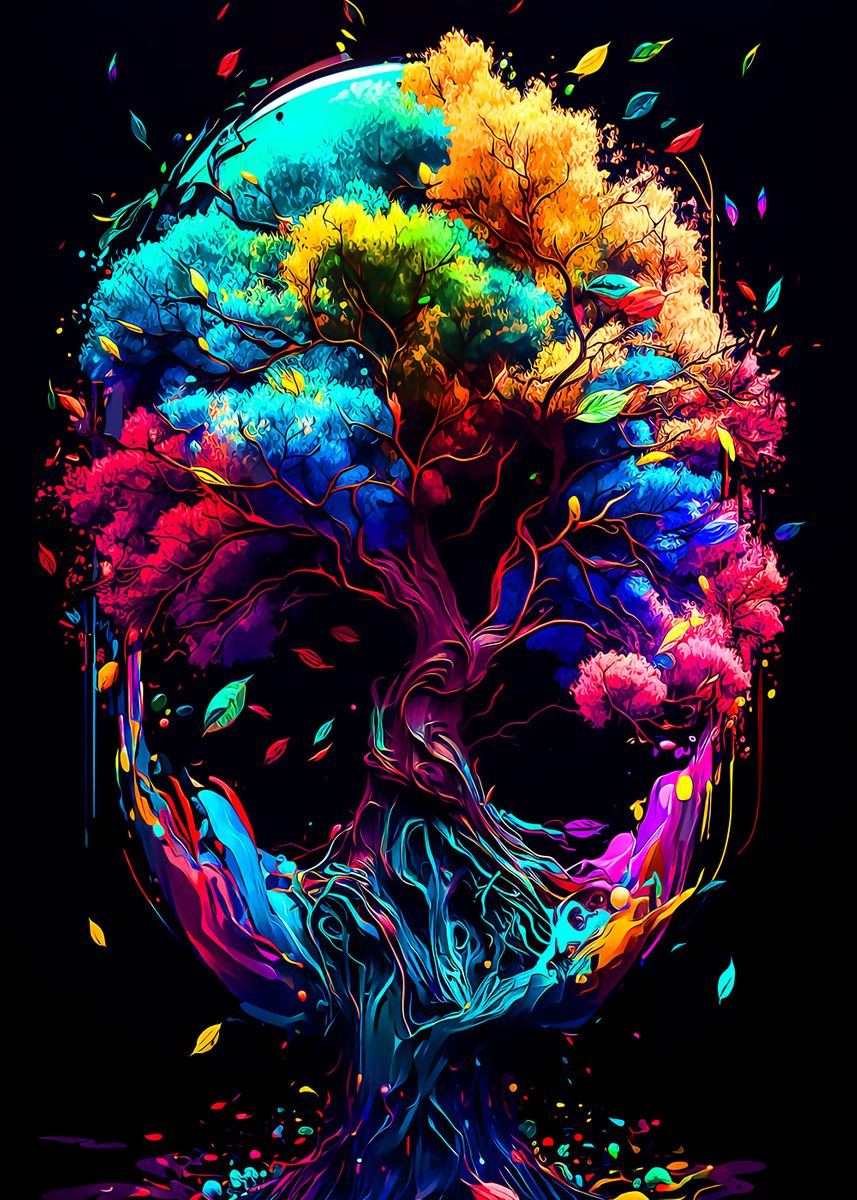 'Tree Colorful' Poster, picture, metal print, paint by Romos Xavi ...