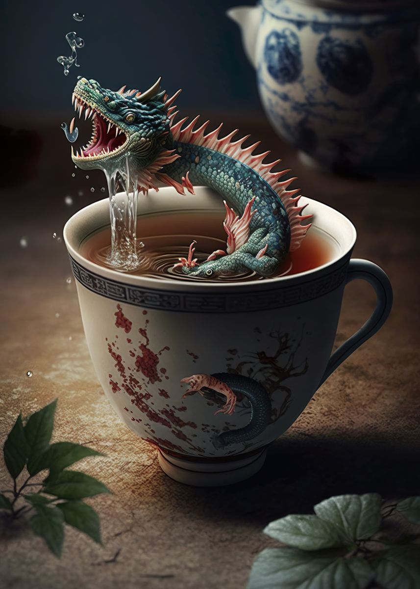 'Japanese Tea Dragon' Poster, picture, metal print, paint by ...