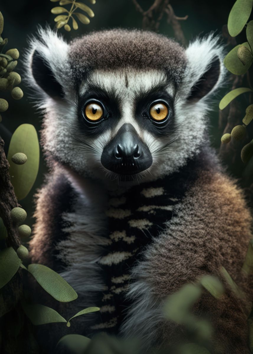 'Lemur' Poster, picture, metal print, paint by Byrdyak | Displate