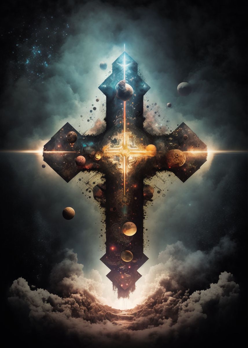 'Cosmic Cross' Poster, picture, metal print, paint by Cybronauts | Displate