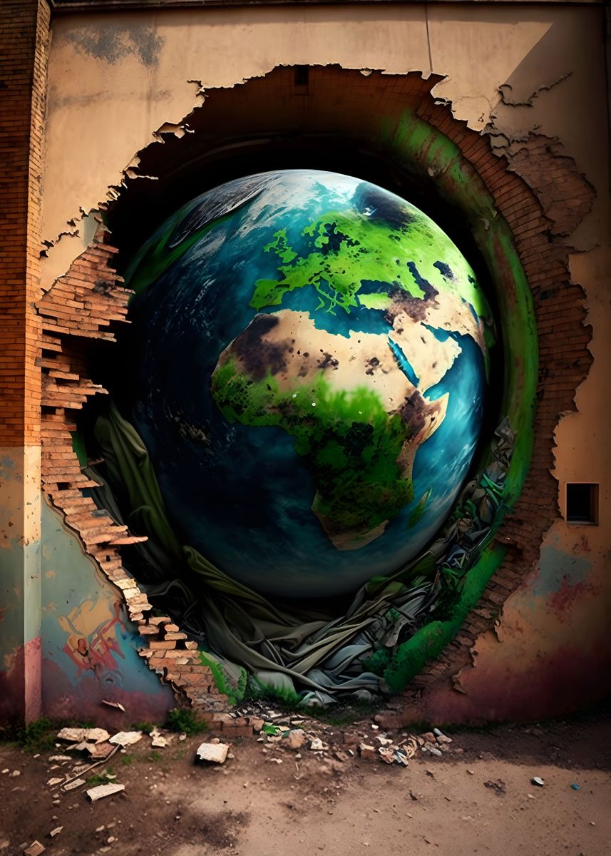 'Earth Graffiti Ai art' Poster, picture, metal print, paint by AI and ...