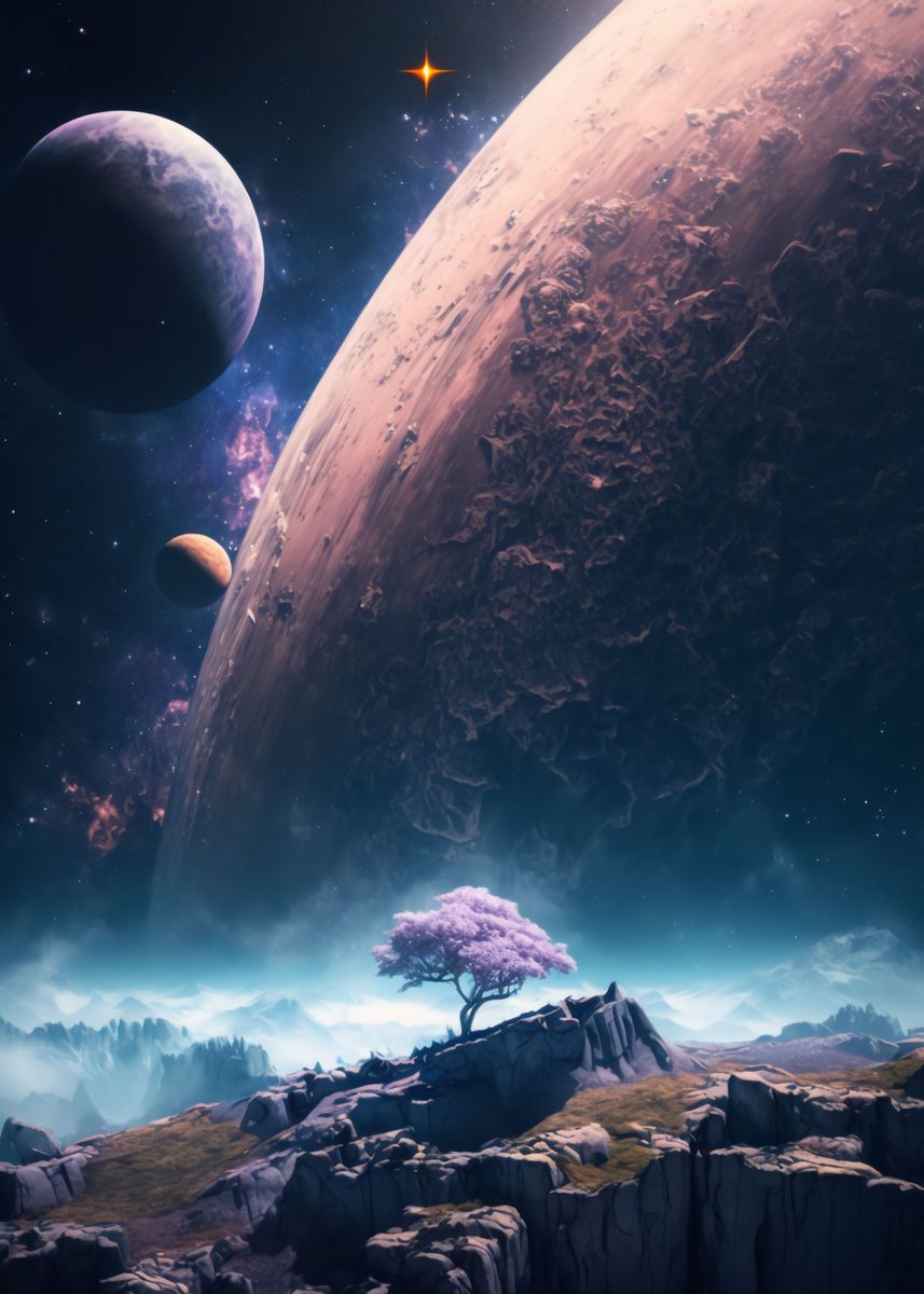 'Interstellar Tree' Poster, picture, metal print, paint by Pixaverse ...