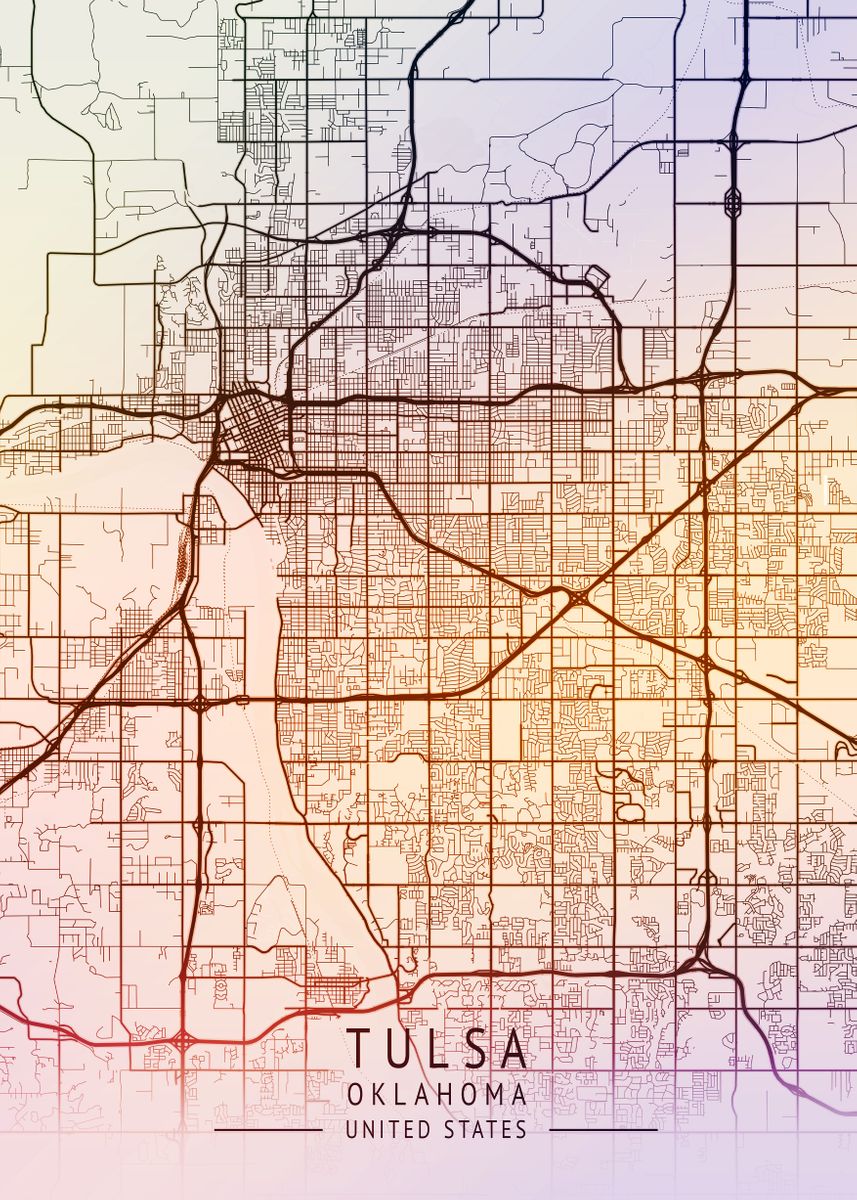 'Tulsa USA City Map' Poster, picture, metal print, paint by Gigi Bgm ...