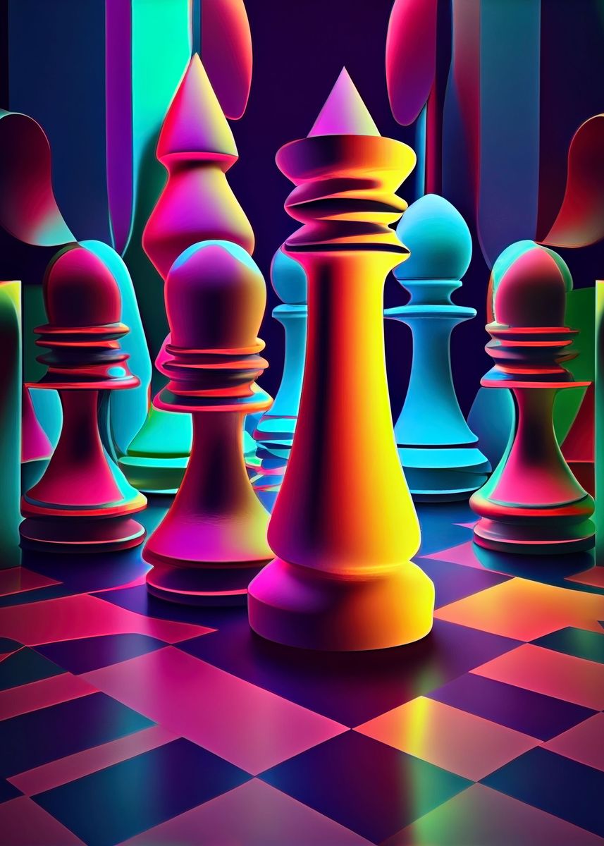 'Colorful Checkmate' Poster, picture, metal print, paint by Steel ...