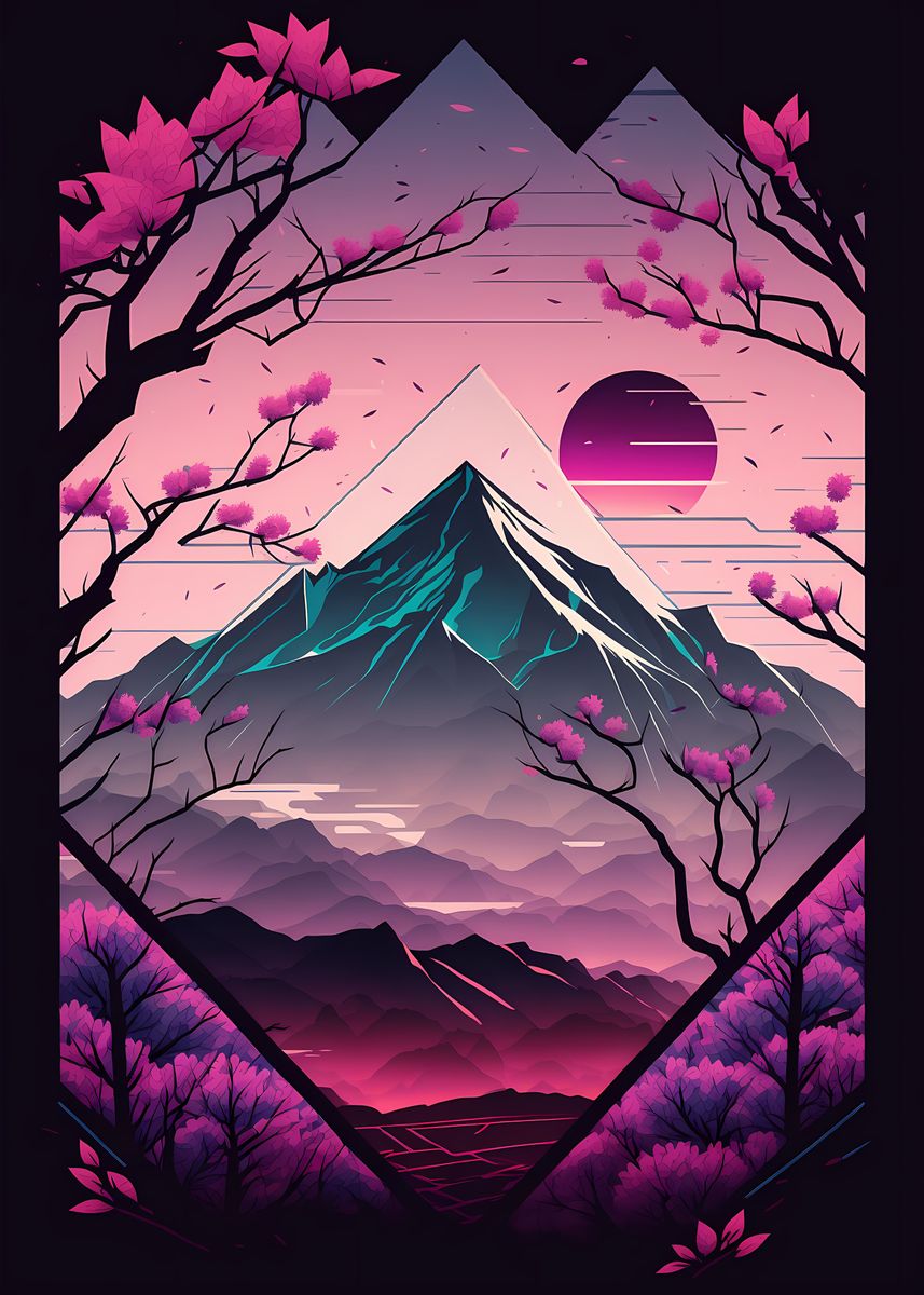 'Japan Geometric Neon Art' Poster, picture, metal print, paint by Jay ...