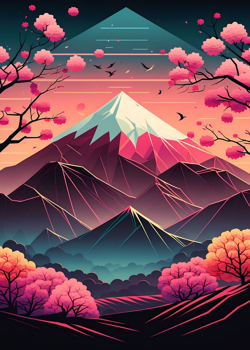 'Japan Geometric Neon Art' Poster, picture, metal print, paint by Jay ...