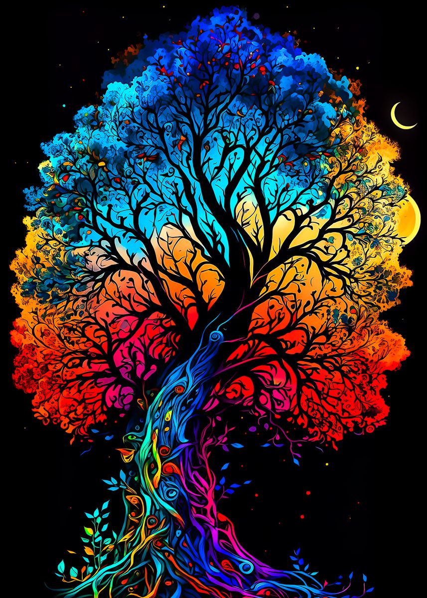'Tree Colorful' Poster by Romos Xavi | Displate