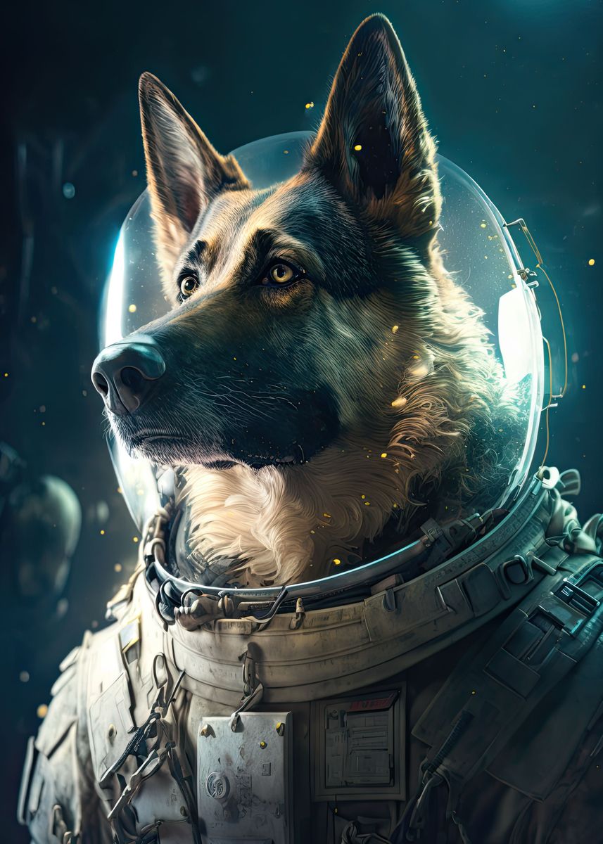 'German Shepherd Astronaut ' Poster, picture, metal print, paint by PetPrints | Displate