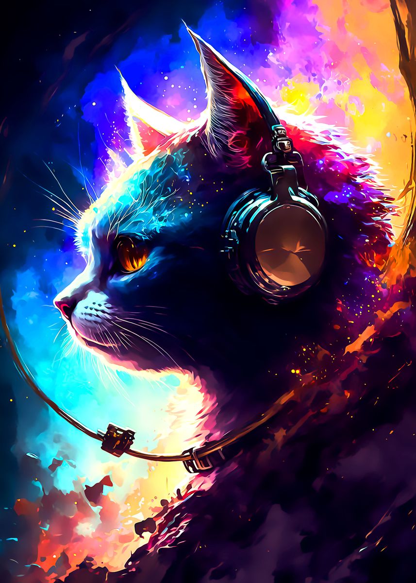 'Cat' Poster, picture, metal print, paint by minh doan | Displate